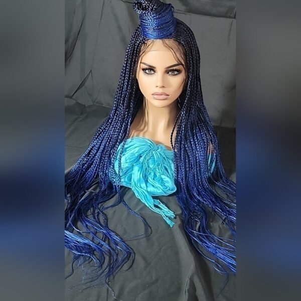 The Viral Moment Maker- Electric Blue Ombre Braid Wig | Handmade by ...